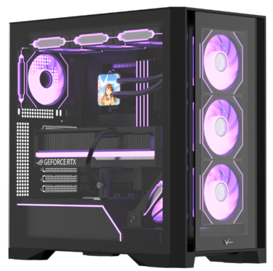 GABINETE GAMER FORMULA V LINE CRYSTAL U2M FLOE BLACK (M-ATX, 3 FANS ...